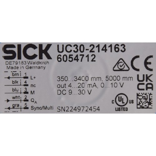 SICK Ultrasonic Sensor UC30-214163 6054712 Neu