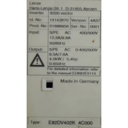 Lenze 8200 vector E82DV402K 4C000 version 4A37 13142870