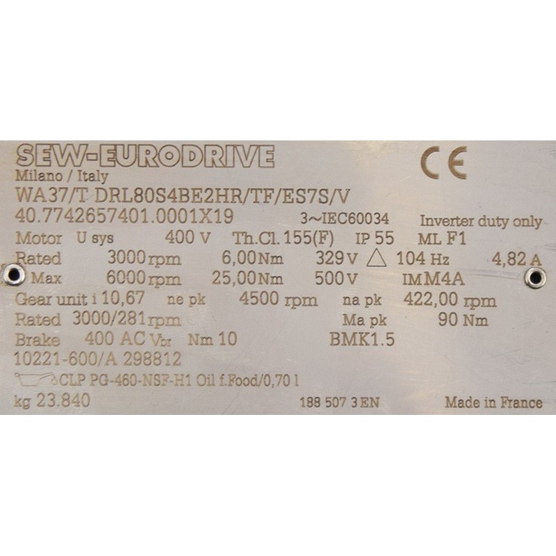 SEW Eurodrive WA37/T DRL80S4BE2HR/TF/ES7S/V mit V80