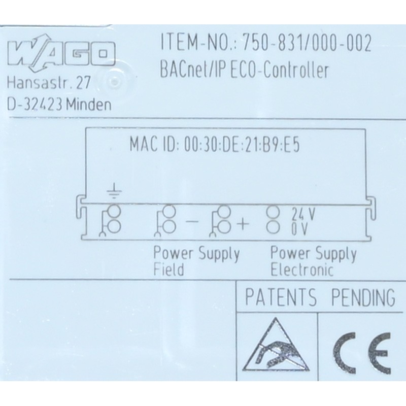 Wago 750-831/000-002 BACnet / IP Controller