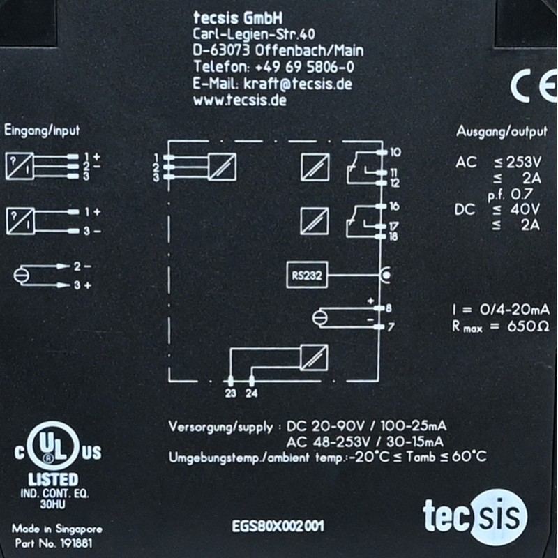 Tecsis EGS80X002001 Limit switch