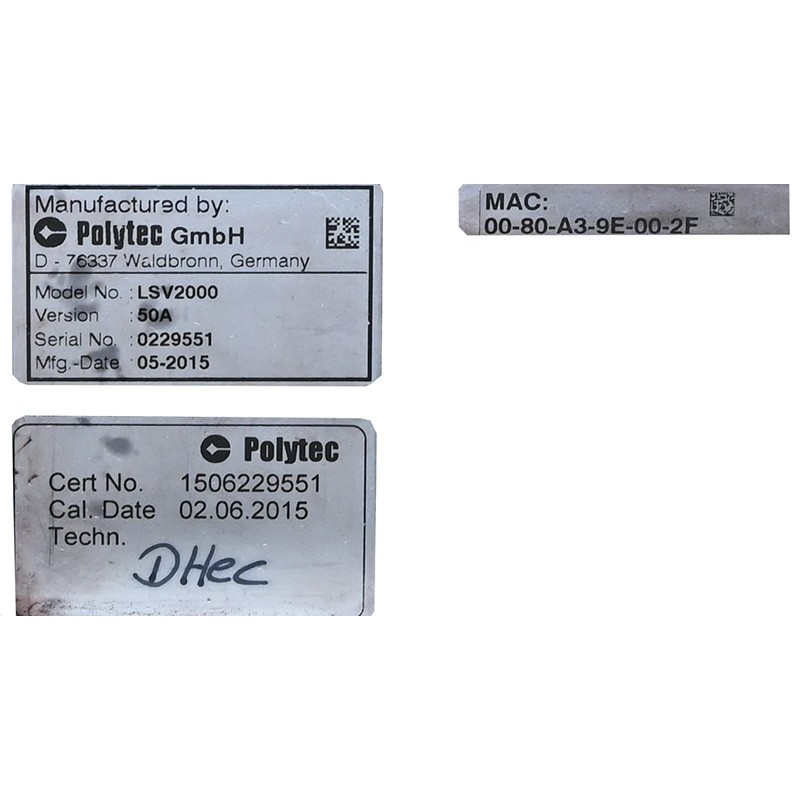 Polytec LSV-2000 Laser Surface Velocimeter 50A LSV200050A