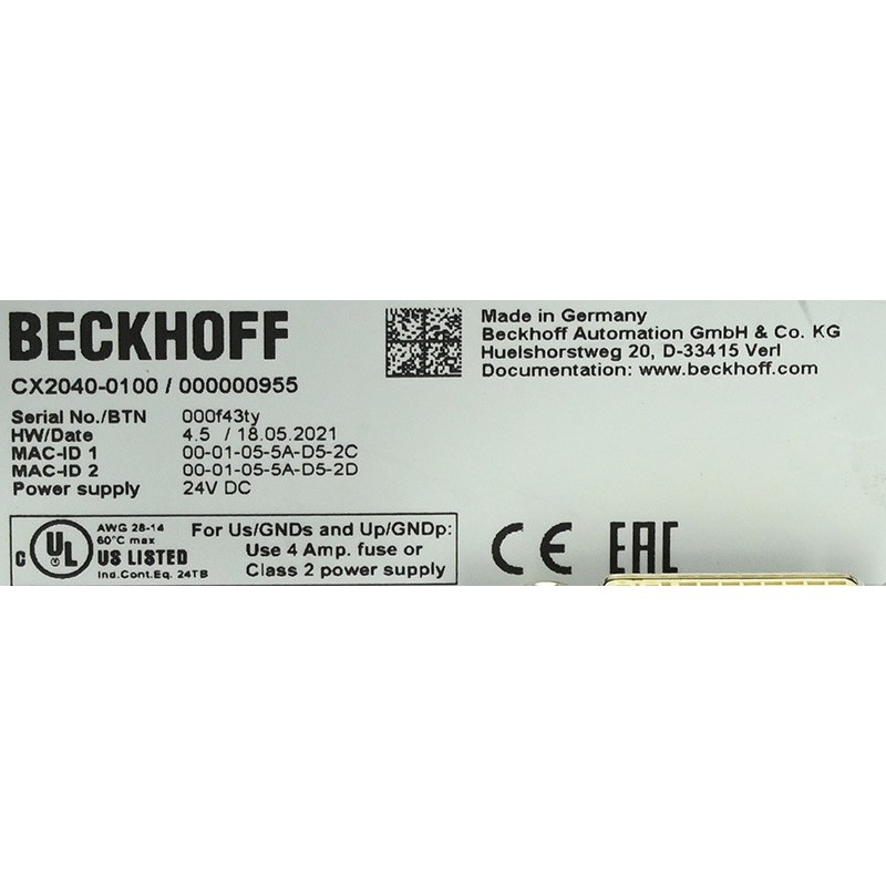 Beckhoff CX2040-0100 000000955 CX2100 0014 Embedded PC