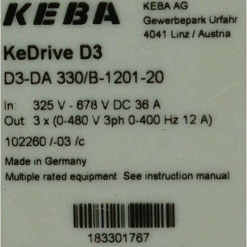 Keba D3-DA 330/B-1201-20 KeDrive D3 D3-DA 330B120120 Axis Module