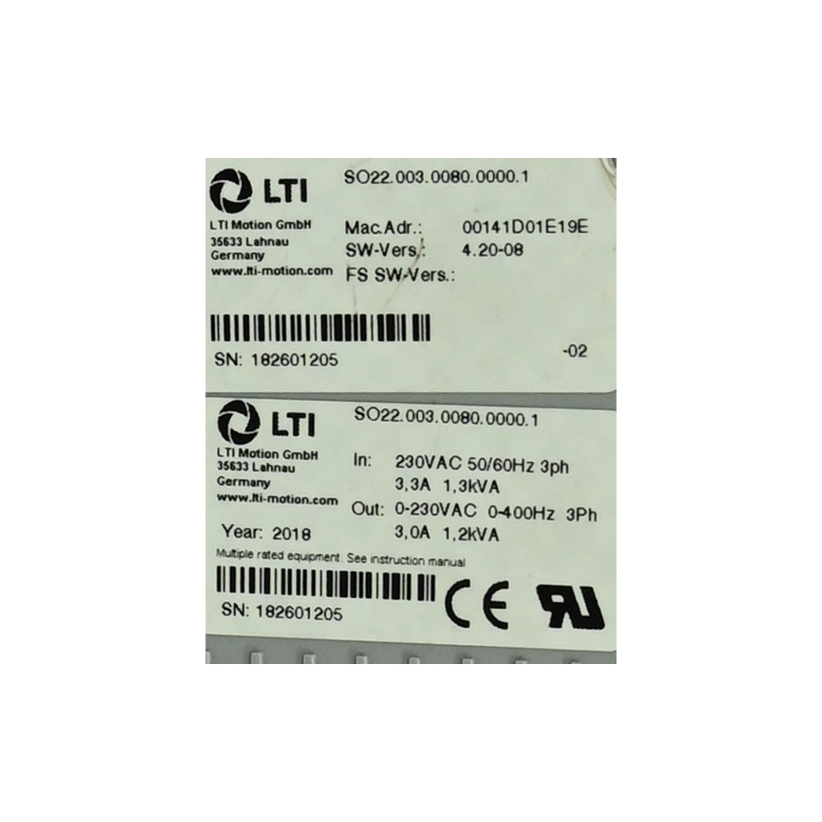 LTi SO22.003.0080.0000.1 Servo Controller SO22003008000001 Servo-One Junior