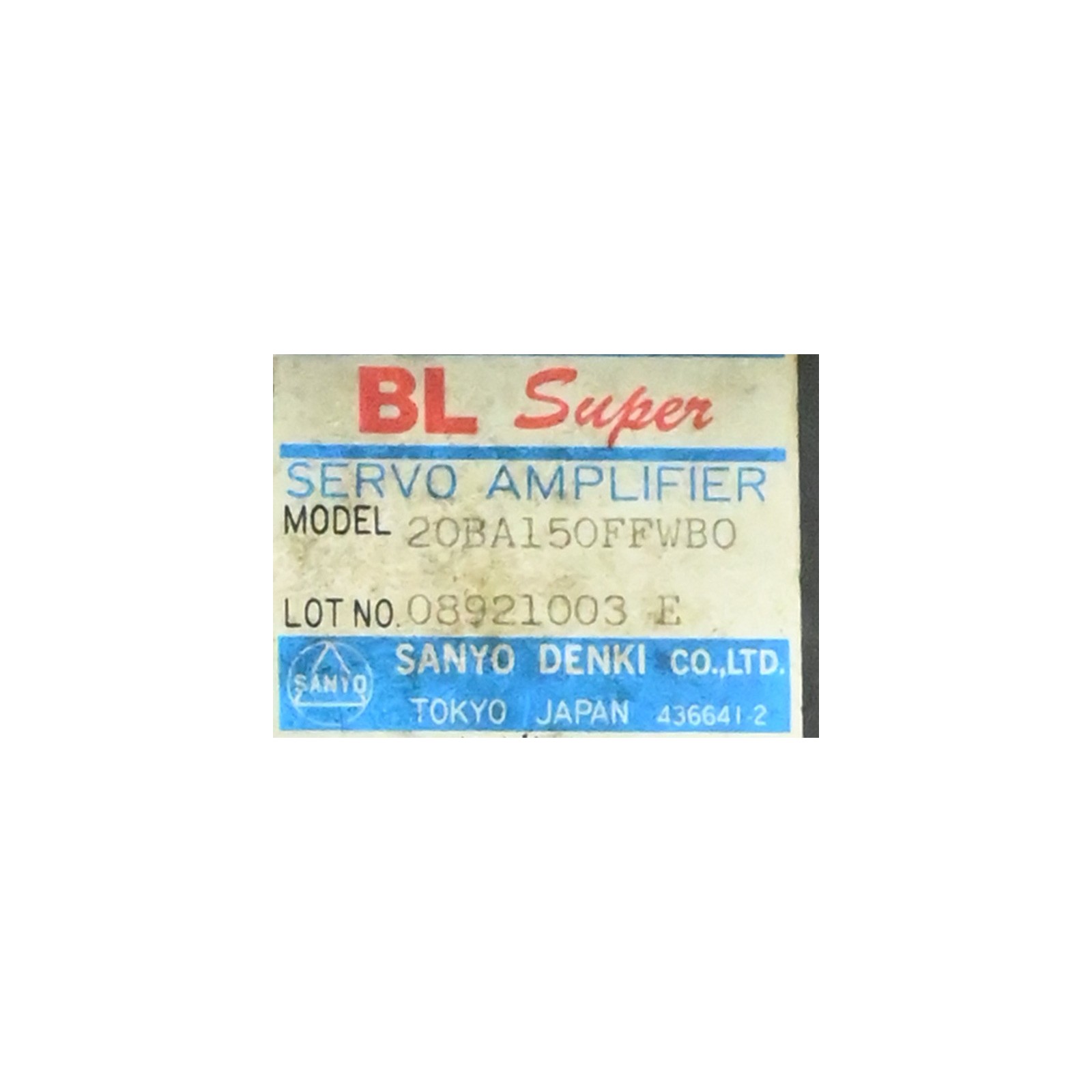 Sanyo Denki BL Super 20BA150FFWB0 Servo Amplifier