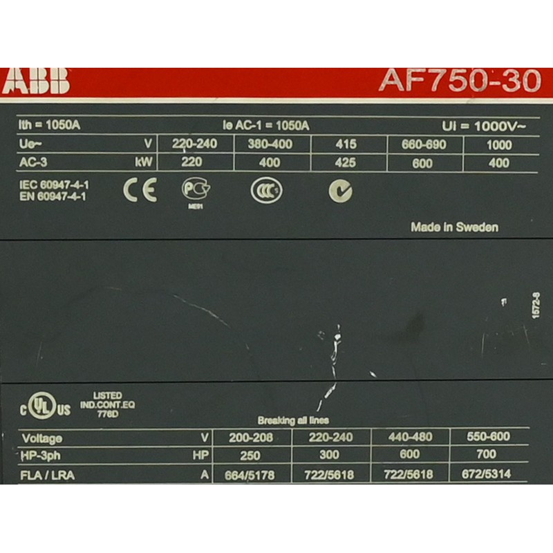 ABB AF750-30 Contactor Switch AF75030