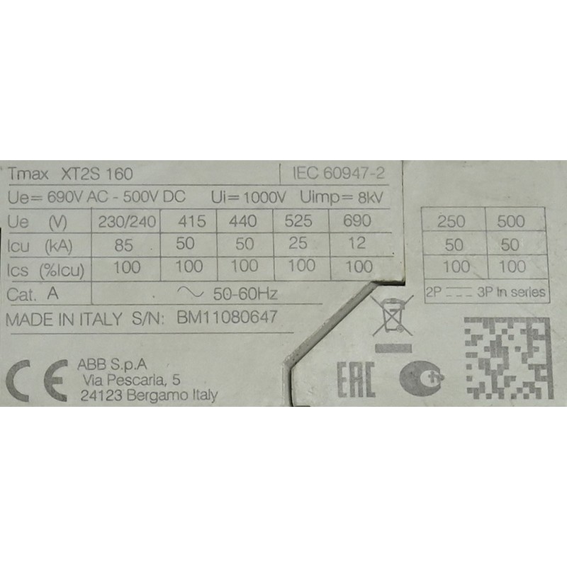 ABB Tmax XT2S 160 Circuit Breaker XT2S160