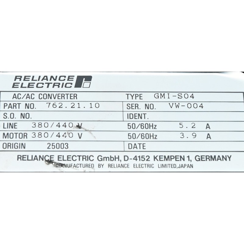 Reliance Electric 762.21.10 AC Converter GMI-S04