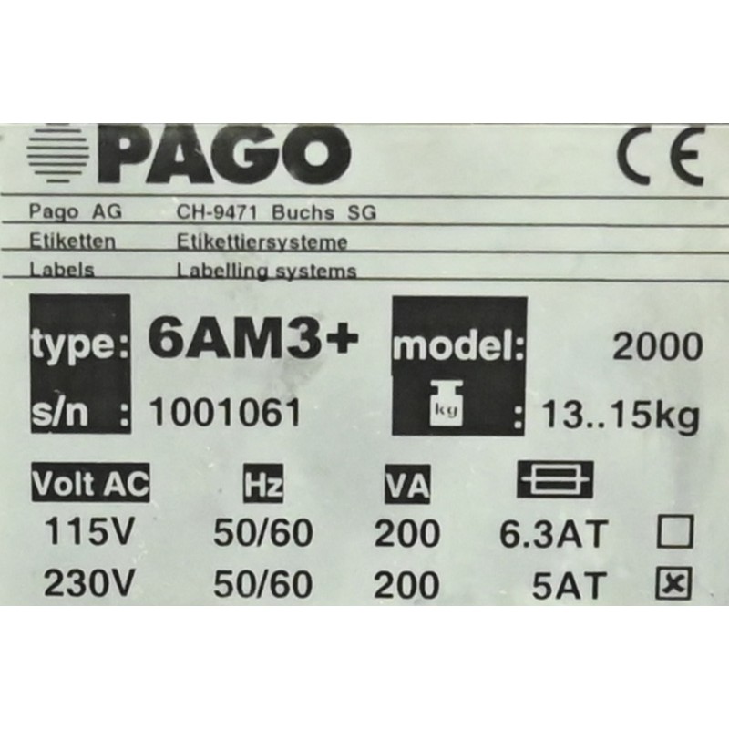 PAGO 6AM3+ Pagomat 2000 Labelling systems