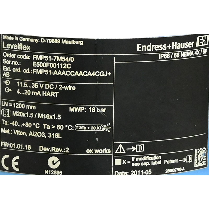 Endress Hauser FMP51-7M54/0 Guided radar measurement