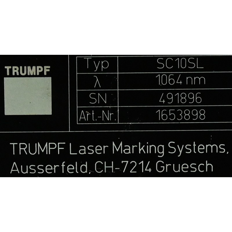 Trumpf SC10SL 1653898 Laser Marking System