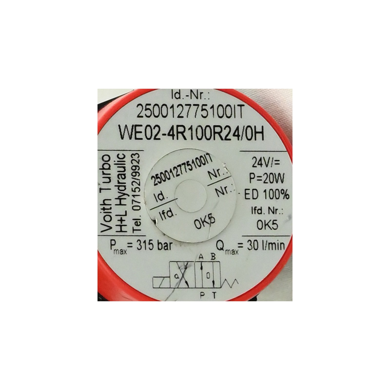 Voith Turbo 250012775100IT Hydraulic Valve WE02-4R100R24/0H