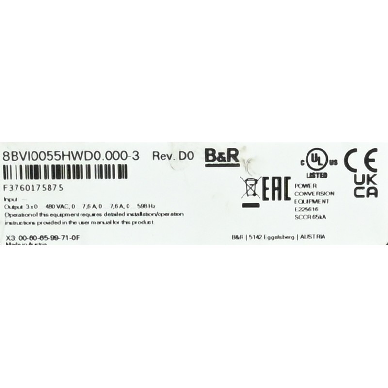 B&R 8BVI0055HWD0.000-3 ACOPOSmulti3 Inverter Module