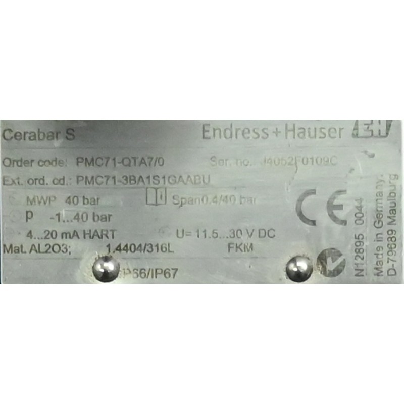 Endress Hauser PMC71-3BA1S1GAABU Cerabar S PMC71-QTA7/0