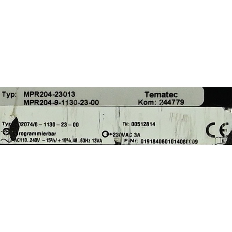 Tematec MPR204-23013 Operator Panel MPR204-9-1130-23-00
