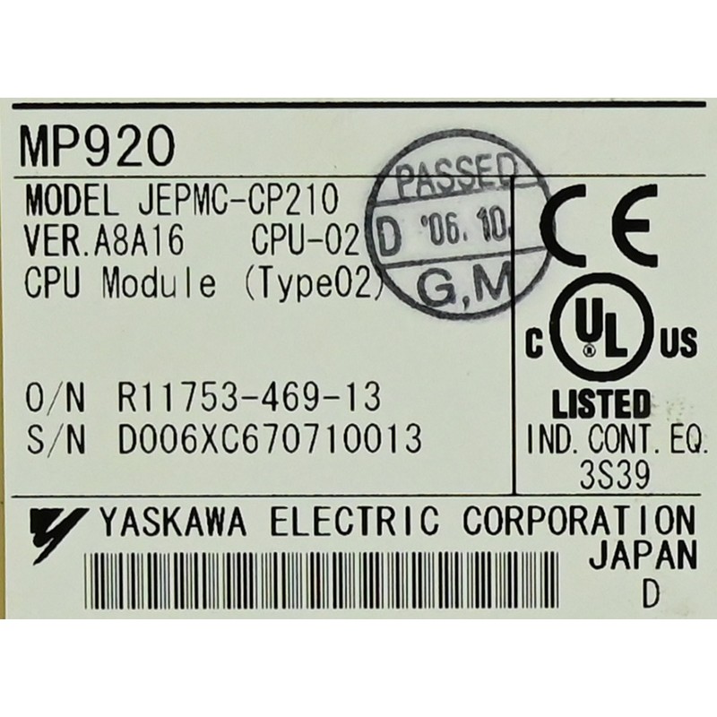 Yaskawa JEPMC-CP210 MP920 CPU Module