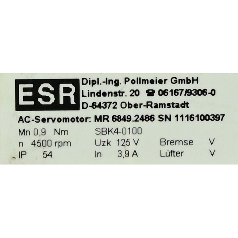 ESR MR 6849.2486 AC Servo Motor SBK4-0100