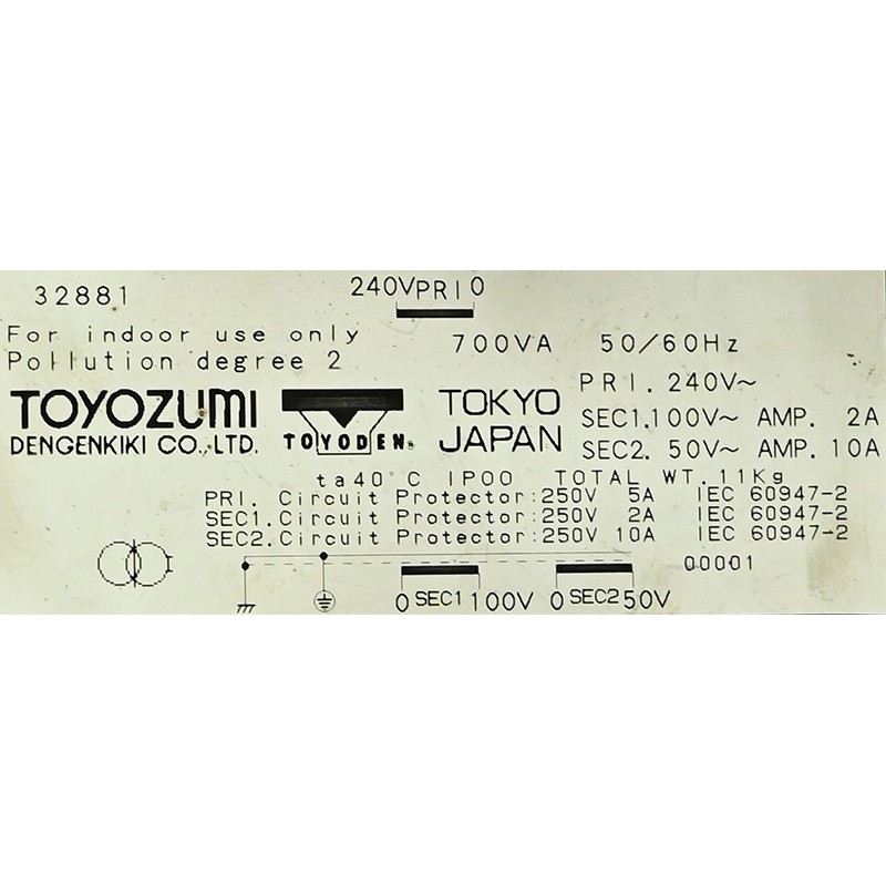 Toyozumi 240VPRIO Toyoden Transformator