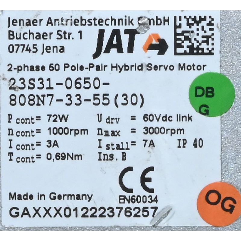 Jenaer 23S31-0650-808N7-33-55 2-phase 50 Pole-Pair Hybrid Servo Motor