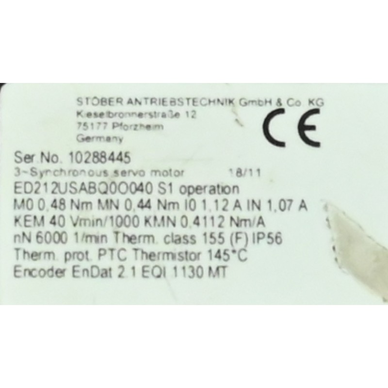 Trumpf ED212USABQ0O040 1676594 3-Phase Synchronous Servo Motor