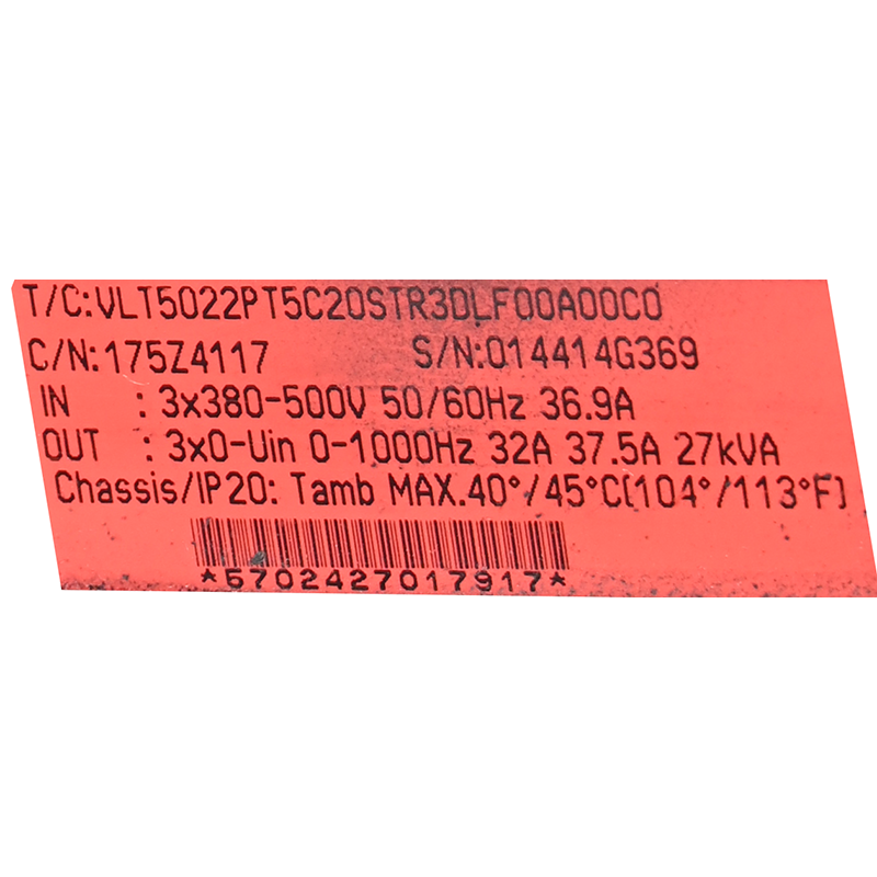 Danfoss VLT5022PT5C20STR3DLF00A00C0 Inverter