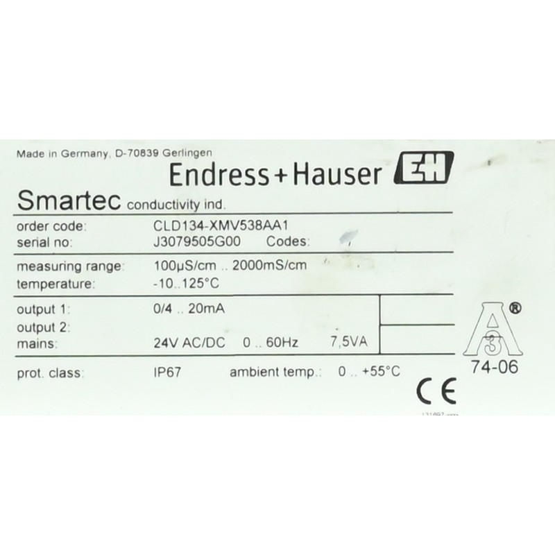 Endress Hauser CLD134-XMV538AA1 Smartec Toroidal Conductivity Measuring ...