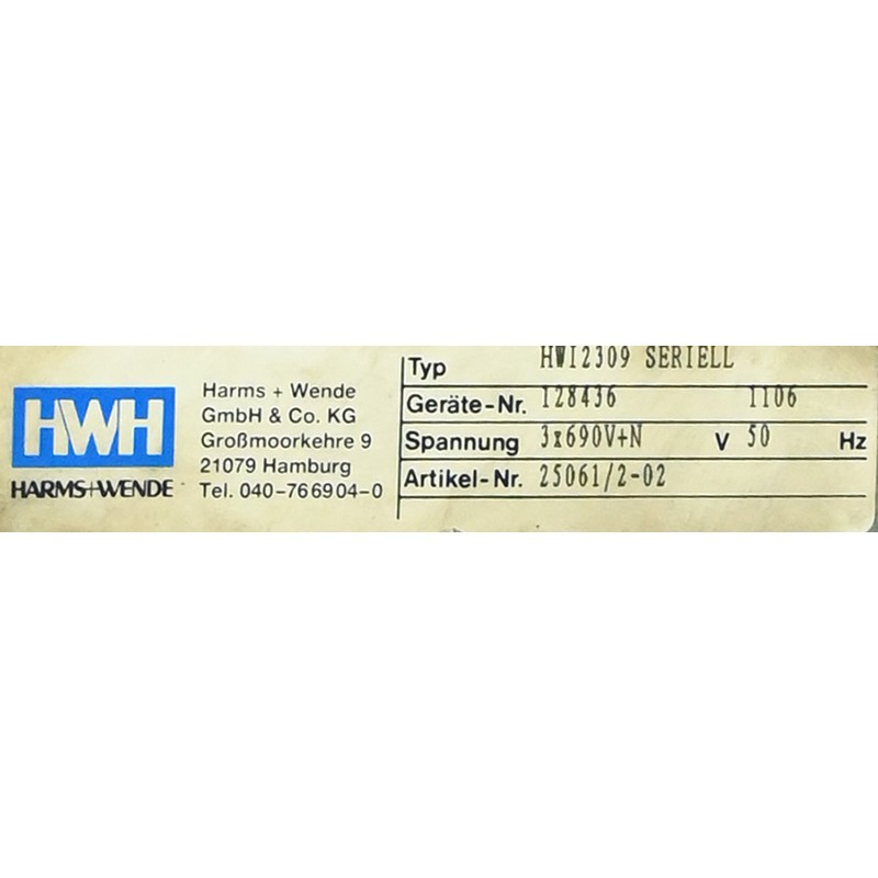 Harms & Wende HWI2309 Medium Frequency System 25061/2-02