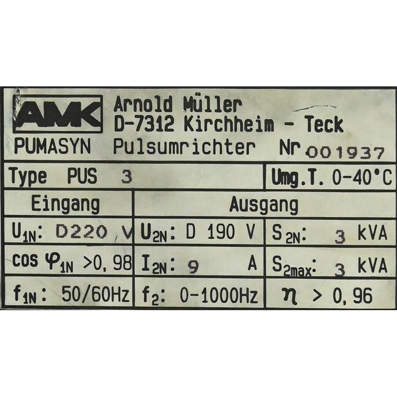 AMK PUMASYN PUS 3 Pulse Inverter