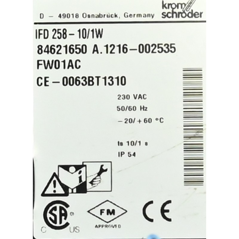 Kromschröder IFD258-10/1W 84621650 Automatic Burner Control Unit