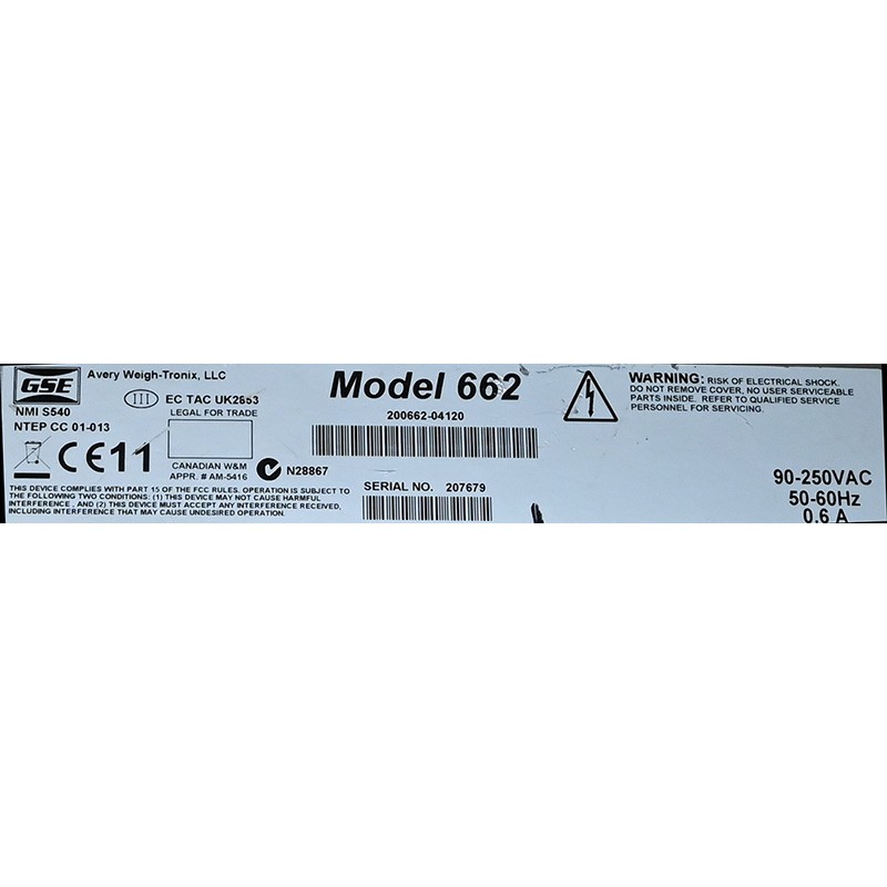 GSE 662 20662-04120 Weight Scale Display