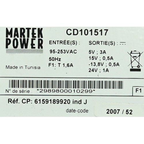 Martek Power CD101517 6159189920 Power Supply
