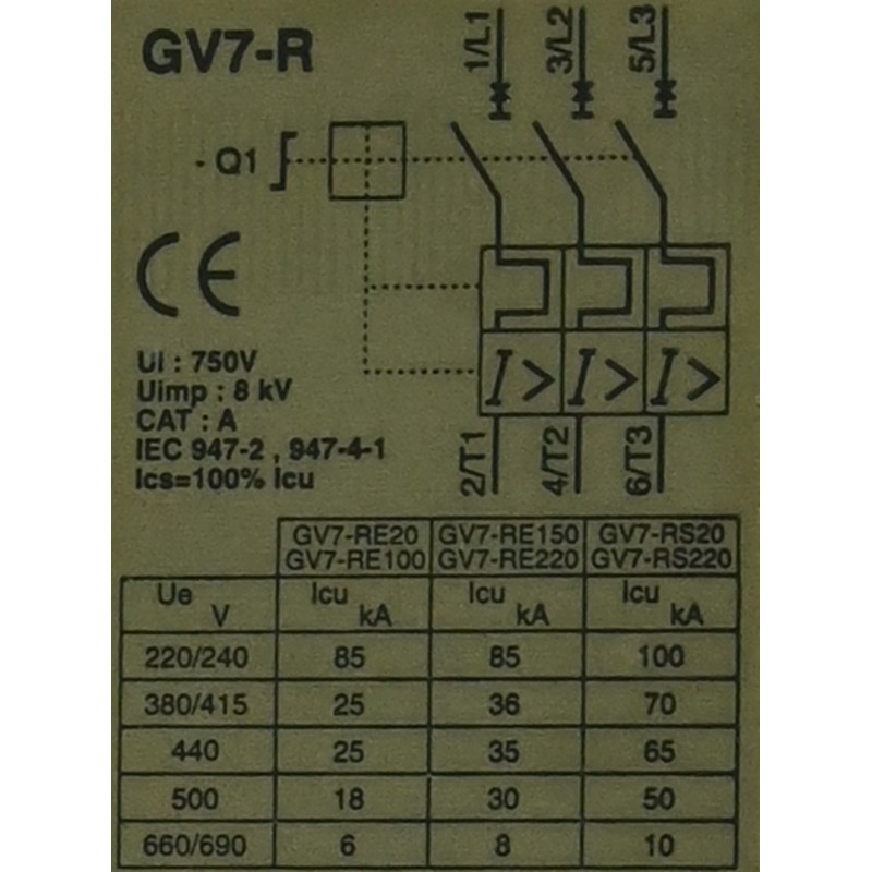 Telemecanique GV7-RE100 GV7-R Circuit Breaker