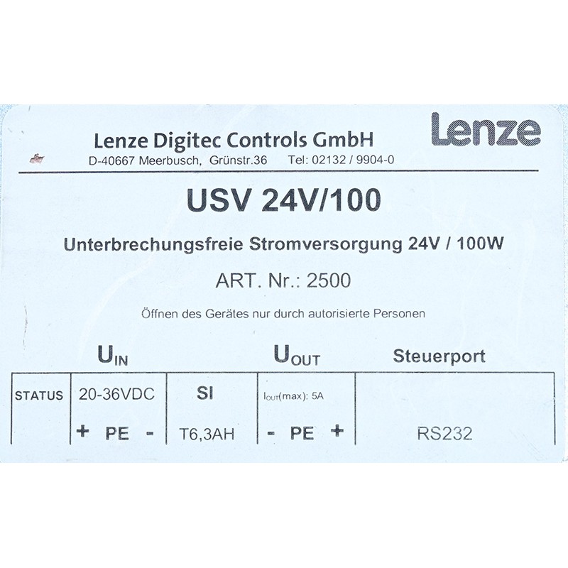 Lenze USV 24V/100 Power Supply