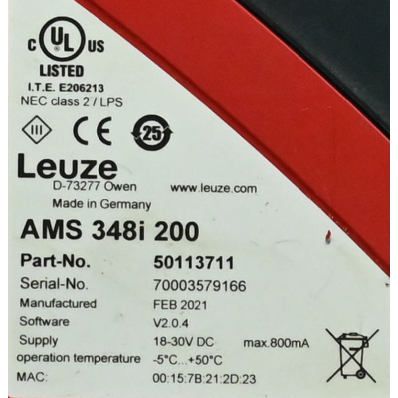 Leuze electronic AMS 348i 200 50113711 Optical Distance Sensor