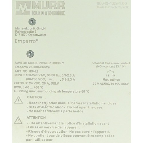 Murr Elektronik 86043-1.09-1.00 85442 Switch Mode Power Supply