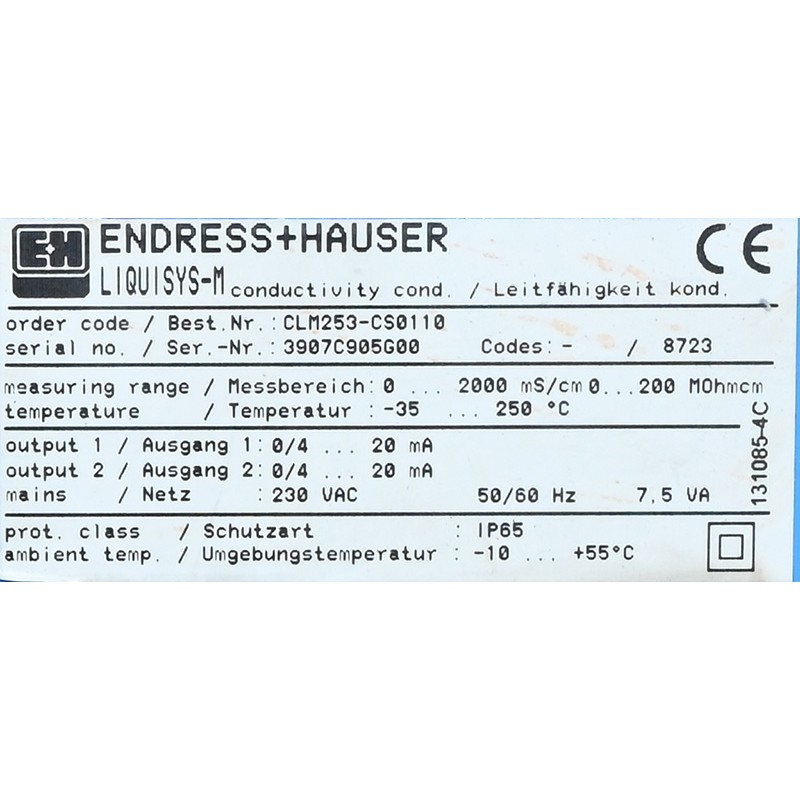 Endress Hauser CLM253-CS0110 Conductivity transmitter