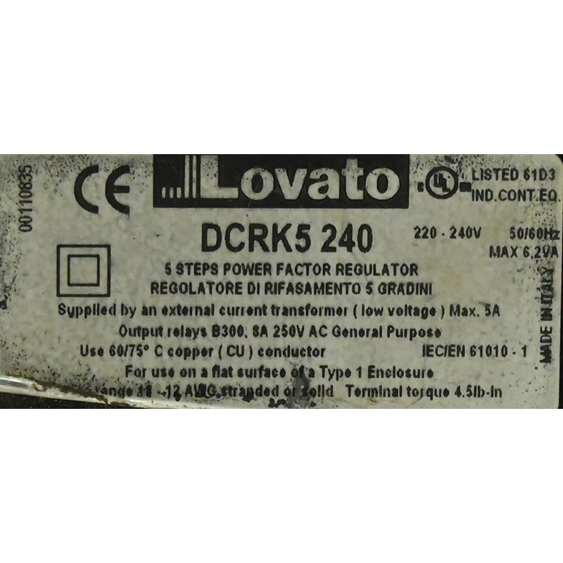 Lovato DCRK5 240 Step Power Factor Controller