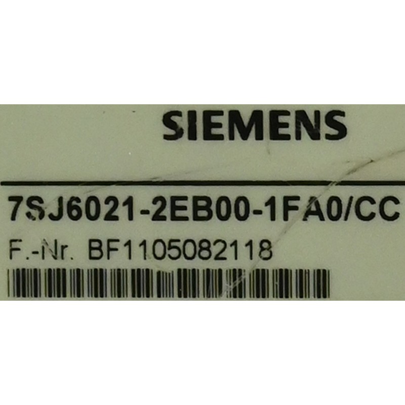 Siemens 7SJ6021-2EB00-1FA0/CC 7SJ6 021-2EB00-1FA0/CC Overcurrent ...
