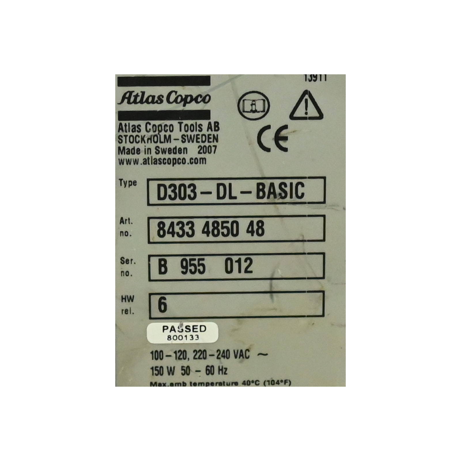 Atlas Copco D303-DL-BASIC 8433 4850 48 Tensor DL Controller