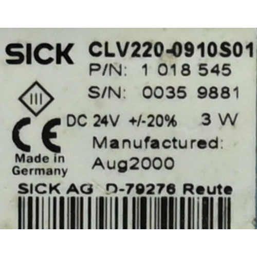 Sick CLV220-0910S01 1018545 Barcode Scanner