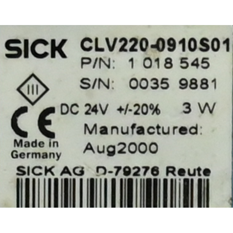 Sick CLV220-0910S01 1018545 Barcode Scanner