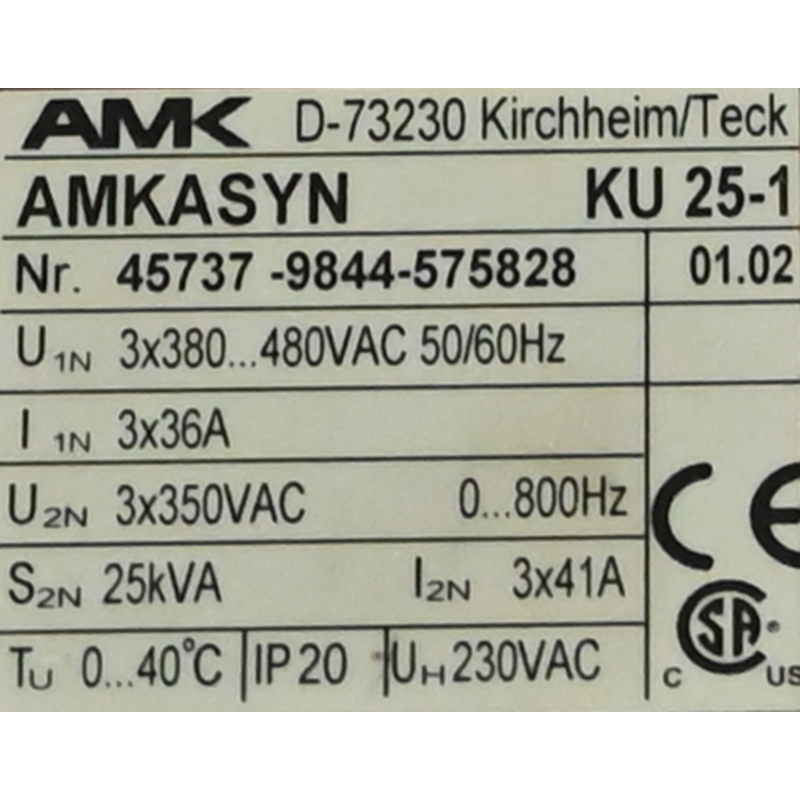 AMK AMKASYN KU 25-1 45737 Servo Controller