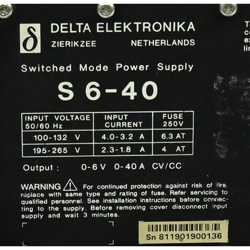 Delta Electronic S 6-40 S640 Switched Mode Power Supply