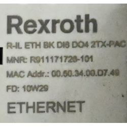 Rexroth R911171726-101 R-IL ETH BK DI8 DO4 2TX-PAC Ethernet