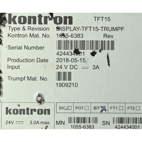 Kontron 1055-6383 Display DISPLAY-TFT15-TRUMPF TFT15