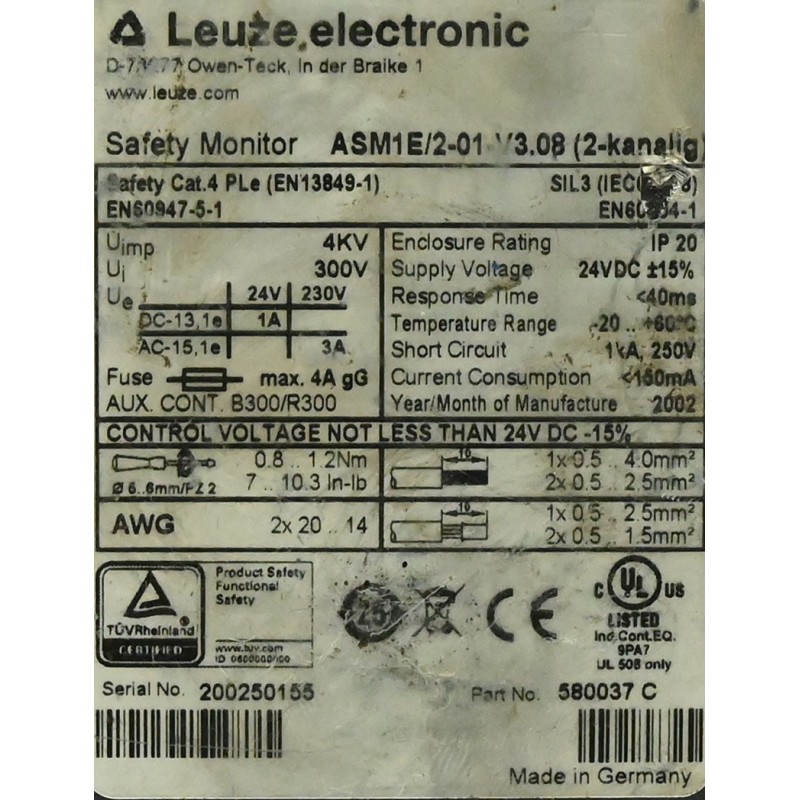 Lazer Safe ASM1E/2-01-V3.08 Safety Monitor