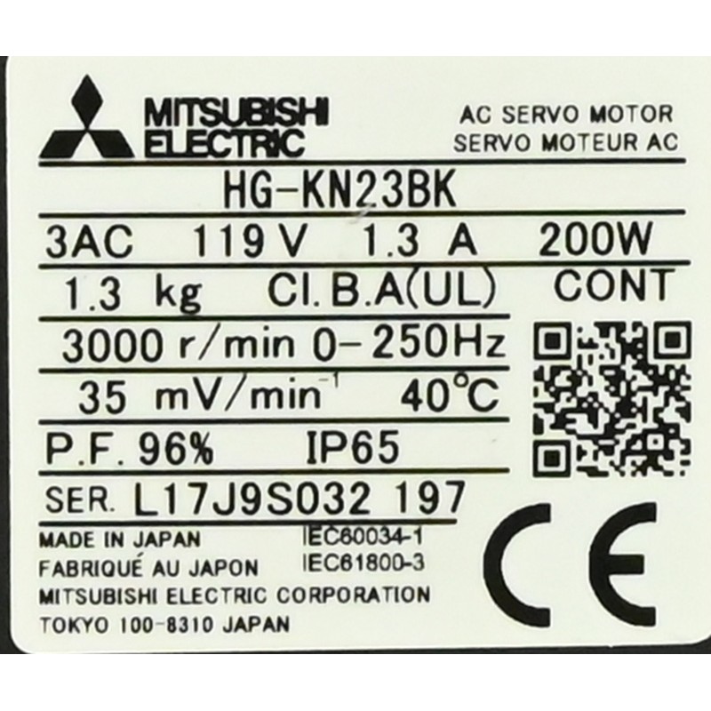 Mitsubishi HG-KN23BK APEX PE II 070 AC Servo Motor