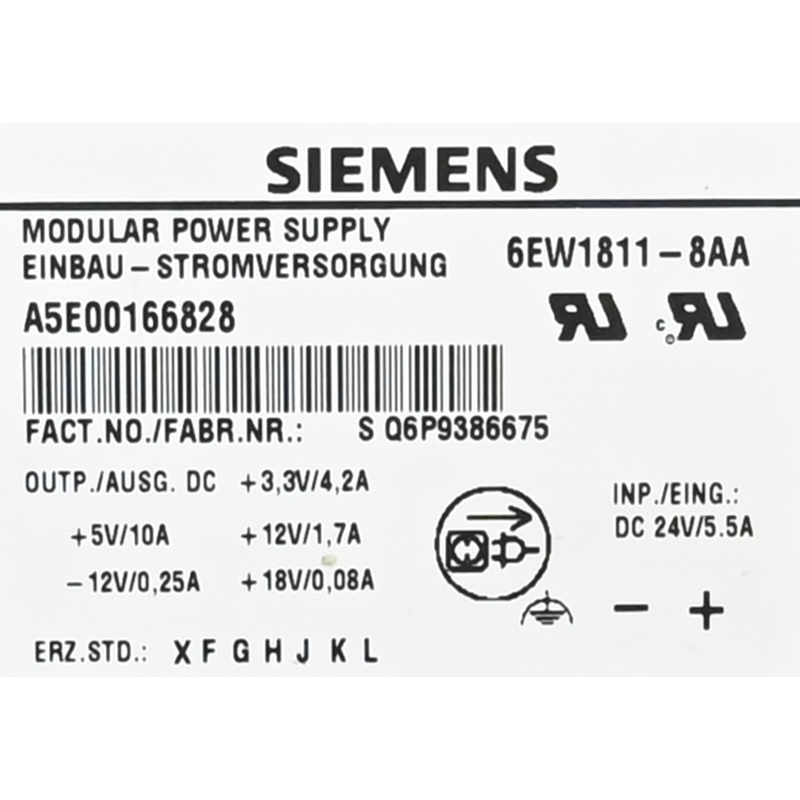 Siemens 6EW1811-8AA 6EW1 811-8AA A5E00166828 Modular Power Supply