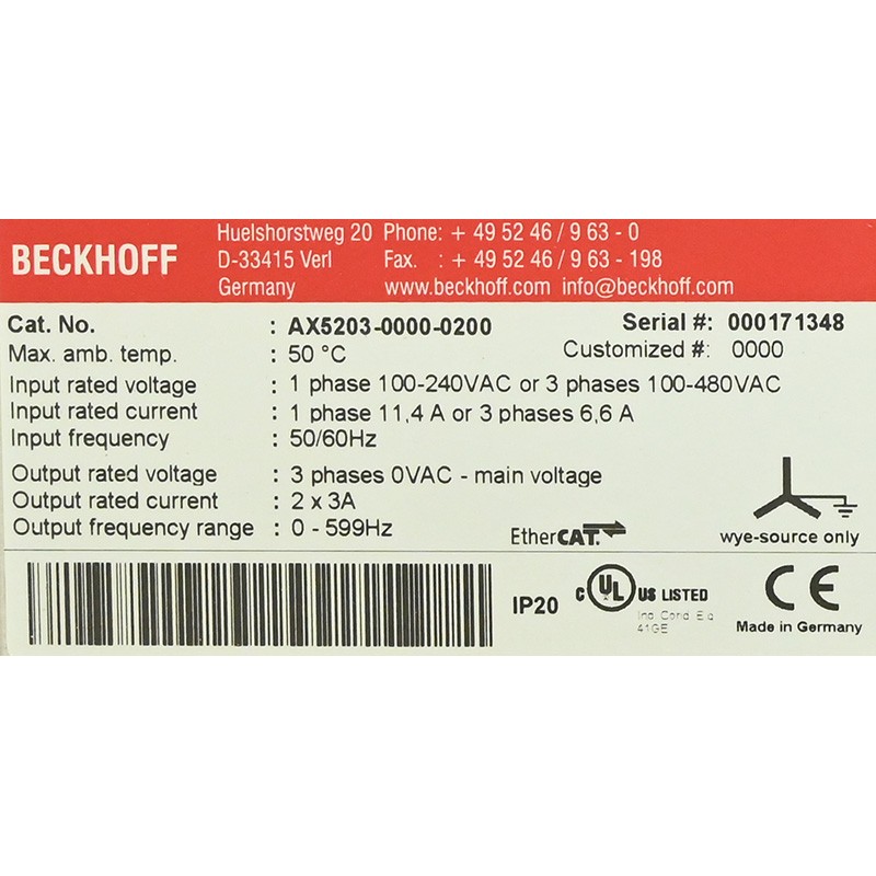 Beckhoff AX5203-0000-0200 Digital Compact Servo Drive Neu